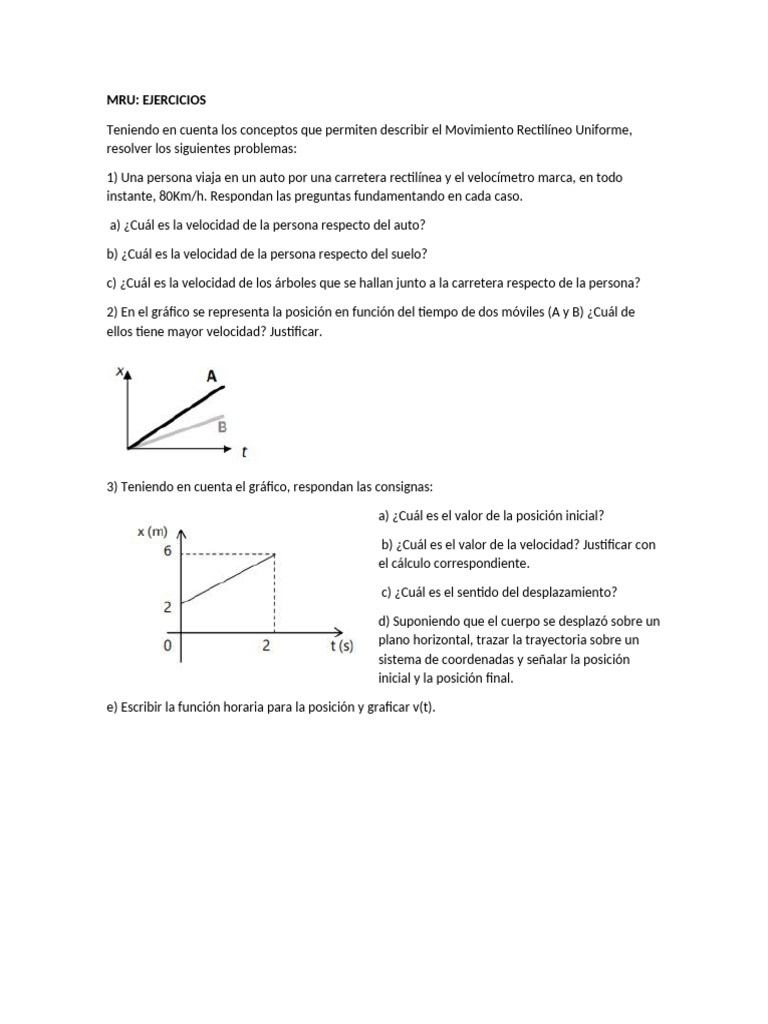 MRU ejercicios | PDF