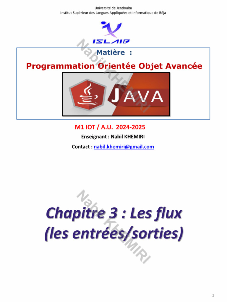 CH3 Java Avancée M1IOT VF | PDF