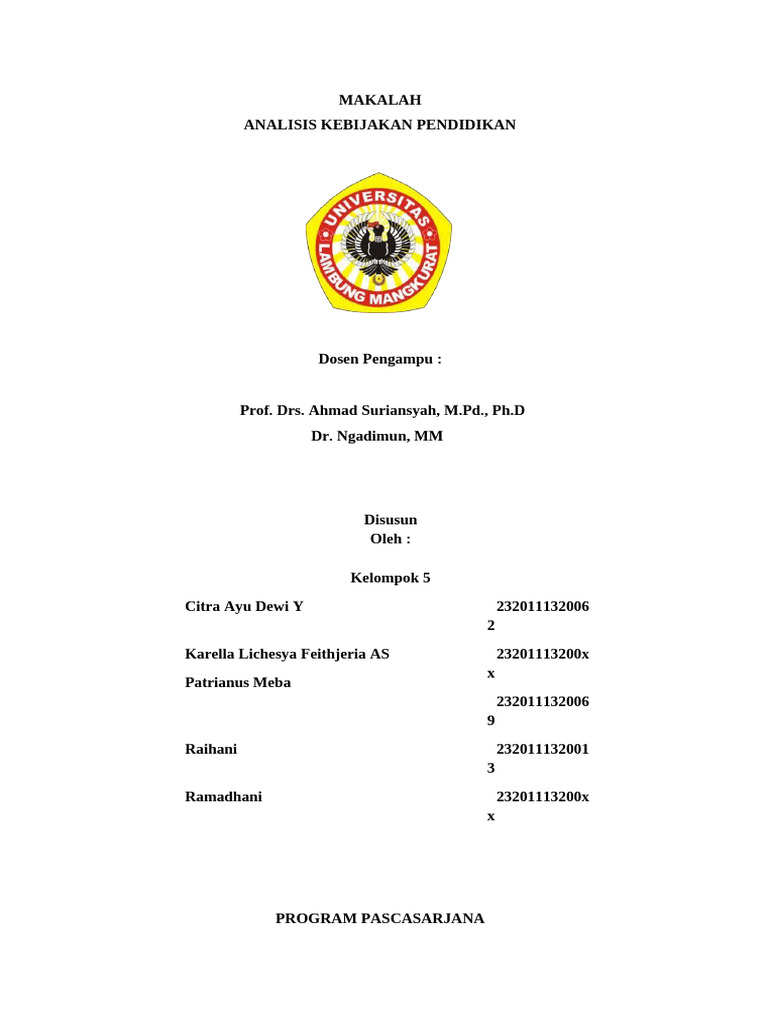 Makalah Kelompok 5 - Analisis Kebijakan Pendidikan | PDF