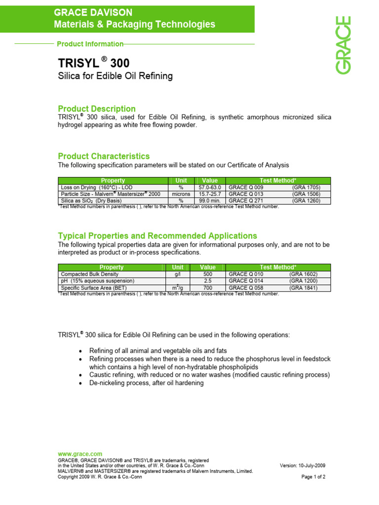 TRISYL 300 | PDF | Pallet | Silicon Dioxide