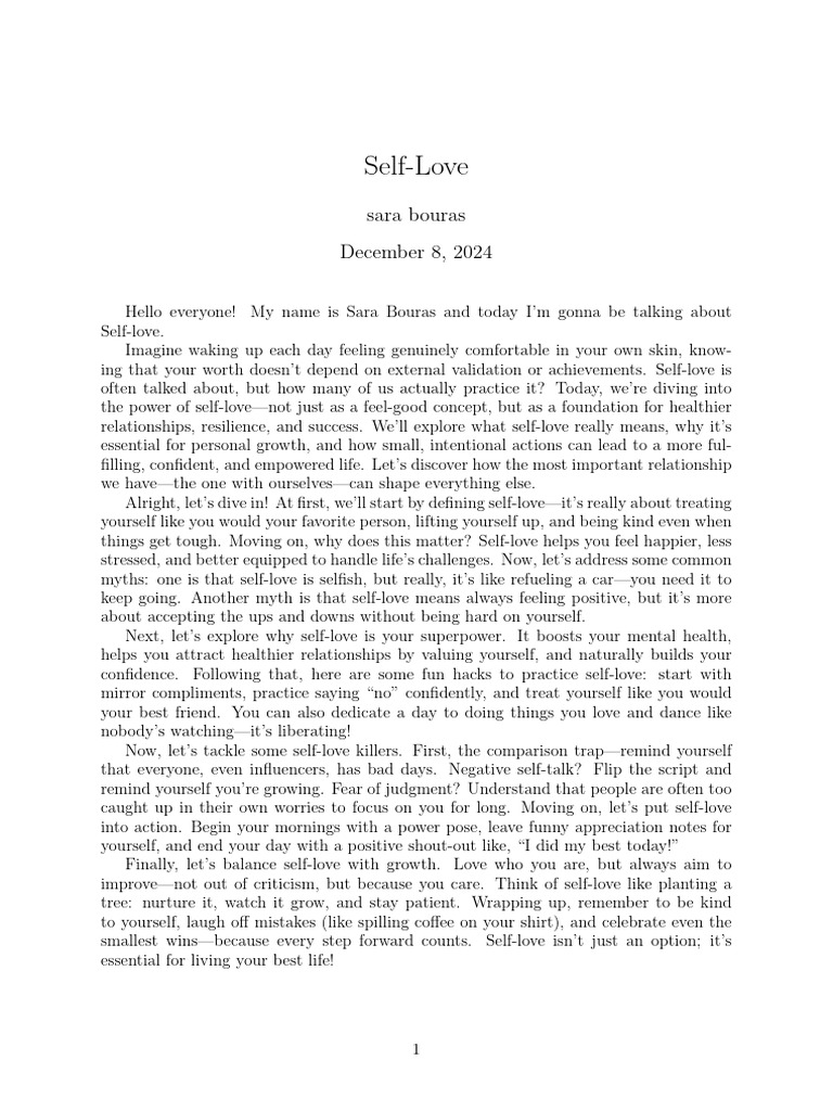 Self Love | PDF | Psychological Concepts | Social Psychology