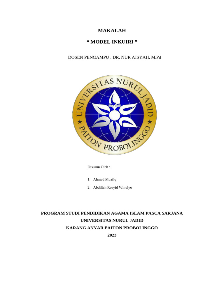 Makalah Kelompok 3 Tentang Model Inkuiri 1 | PDF