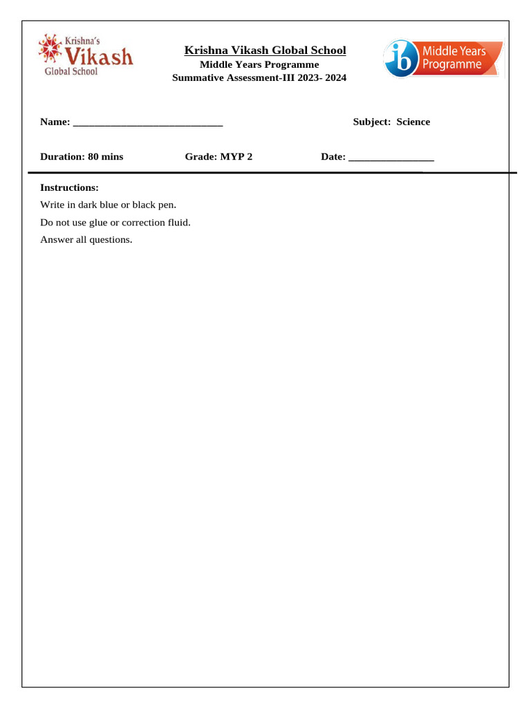 Summative - Assessment III - MYP 2 CBSE | PDF | Incandescent Light Bulb ...