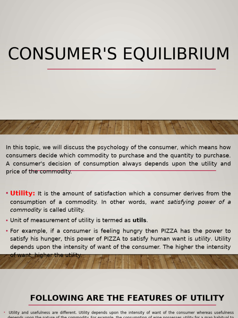 Consumer Equilibrium | PDF | Utility | Marginal Utility