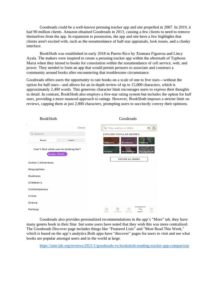 Goodreads Vs Booksloths | PDF