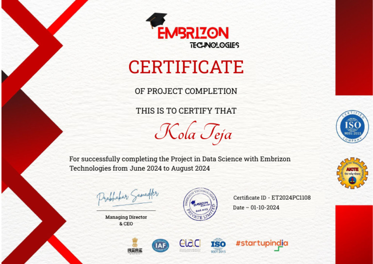 Project Certificate | PDF