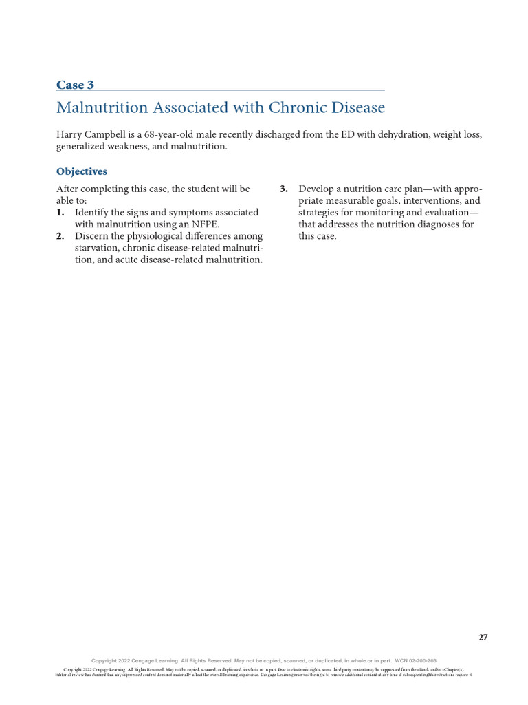 Malnutrition Case Study Pdf Malnutrition Weight Loss
