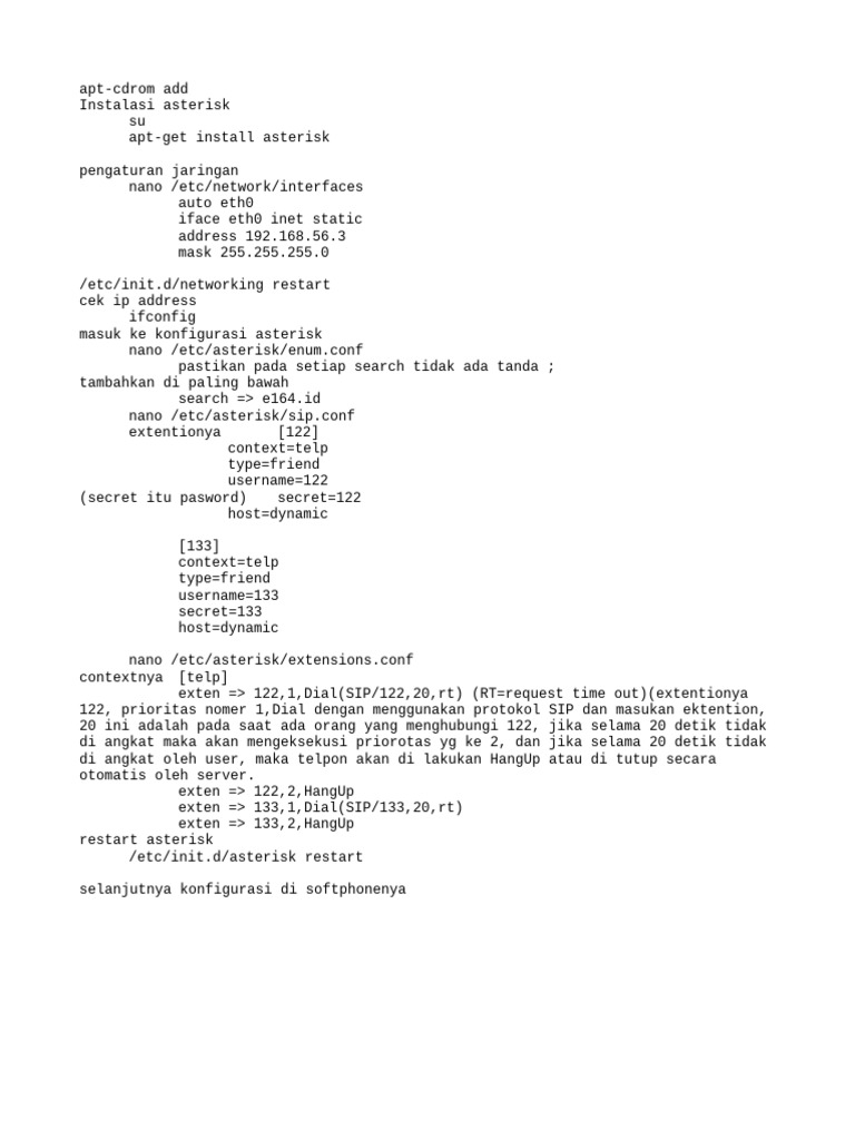Konfigurasi Softswitch Berbasis Sip | PDF
