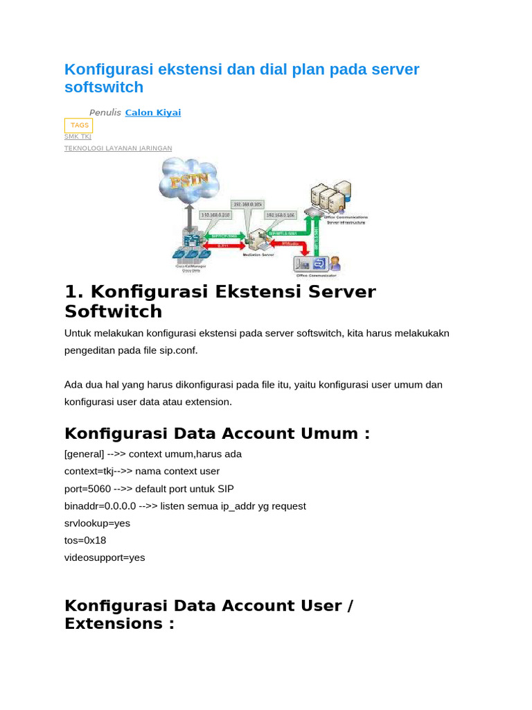Konfigurasi Ekstensi Dan Dial Plan Pada Server Softswitch | PDF