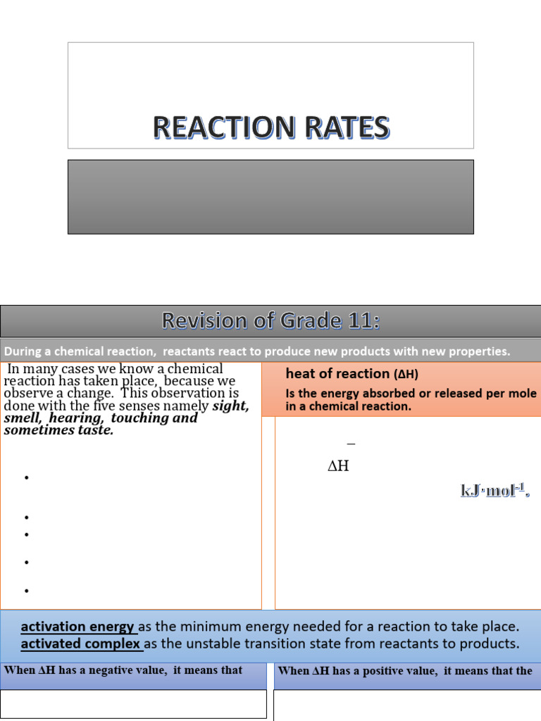 Reaction Rates MR Nkosi | PDF | Chemical Reactions | Reaction Rate