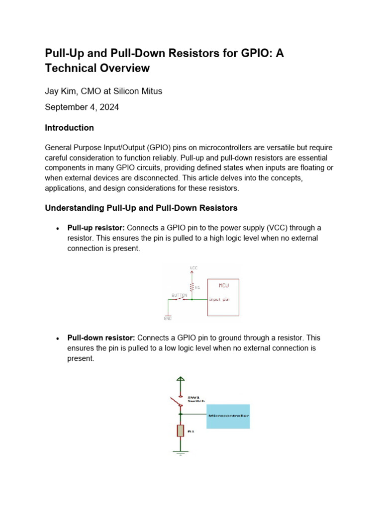 GPIO Pull-Up and Pull-Down Resistors Guide | PDF | Resistor ...