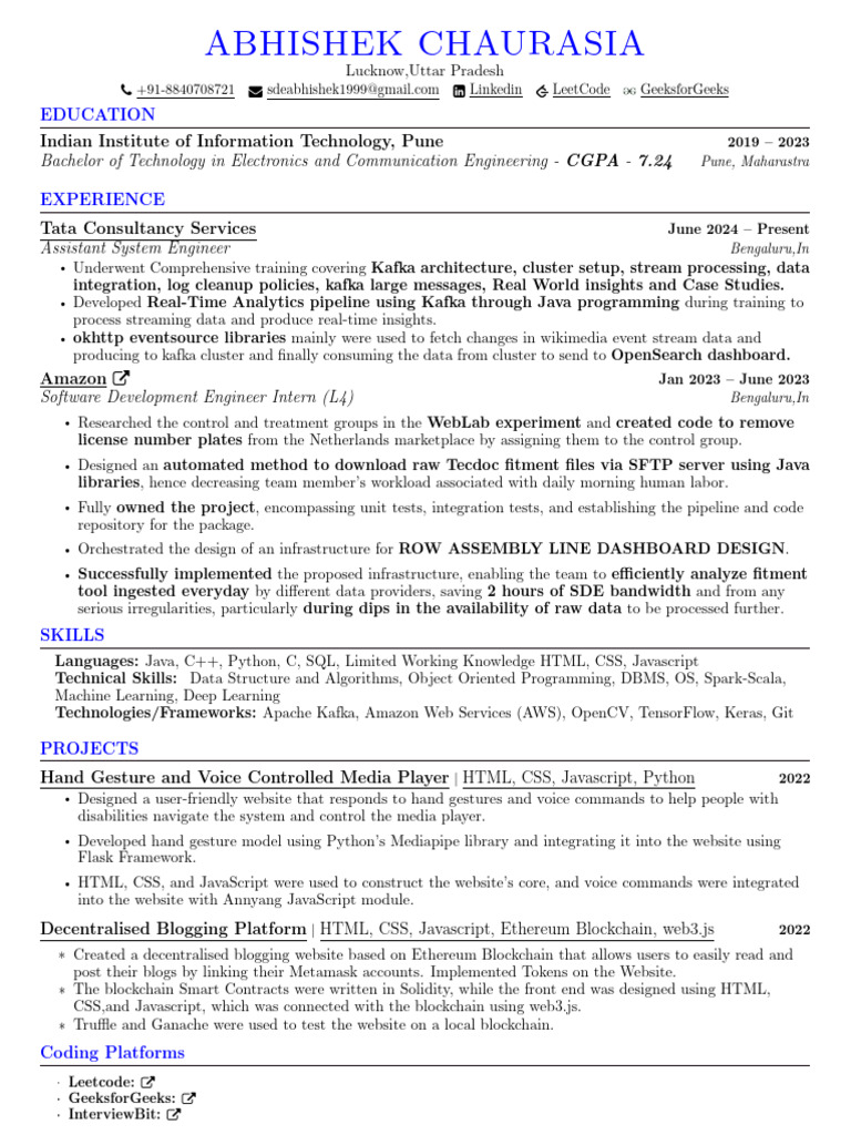 Abhishek_SDE_Resume | PDF | Java Script | Software Development