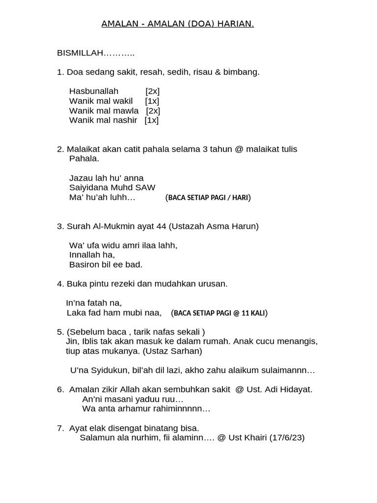 Amalan Doa Abah | PDF