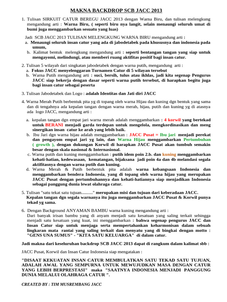 Makna Backdrop SCB JACC 2013 | PDF