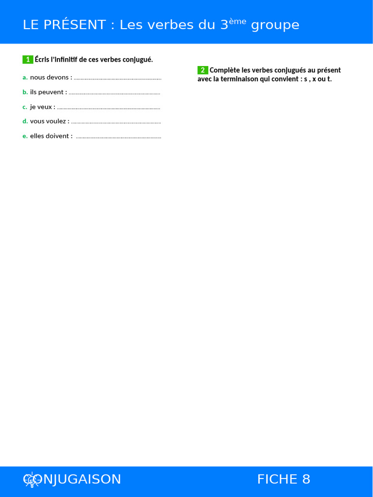 Le Present Verbe 3eme Groupe | PDF | Verbe | Conjugaison