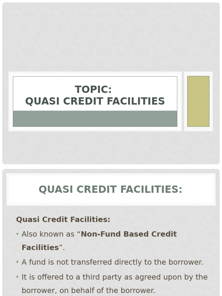Overview of Quasi Credit Facilities | PDF