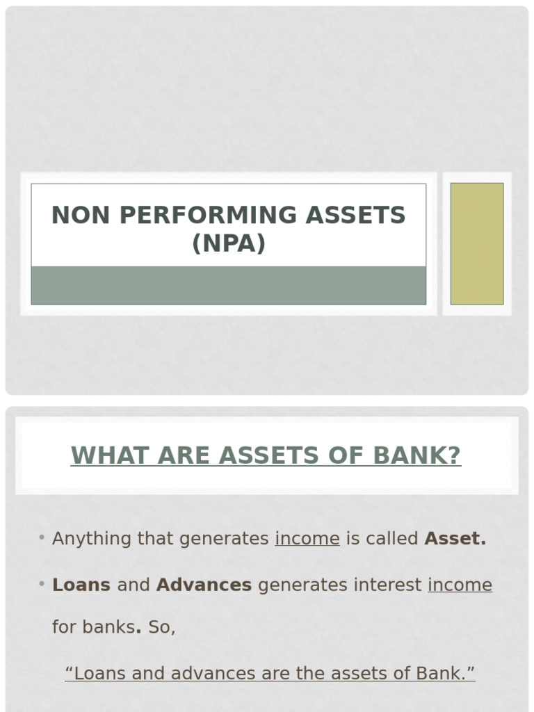 Non Performing assets (NPA) (NEW) | PDF | Debt | Loans