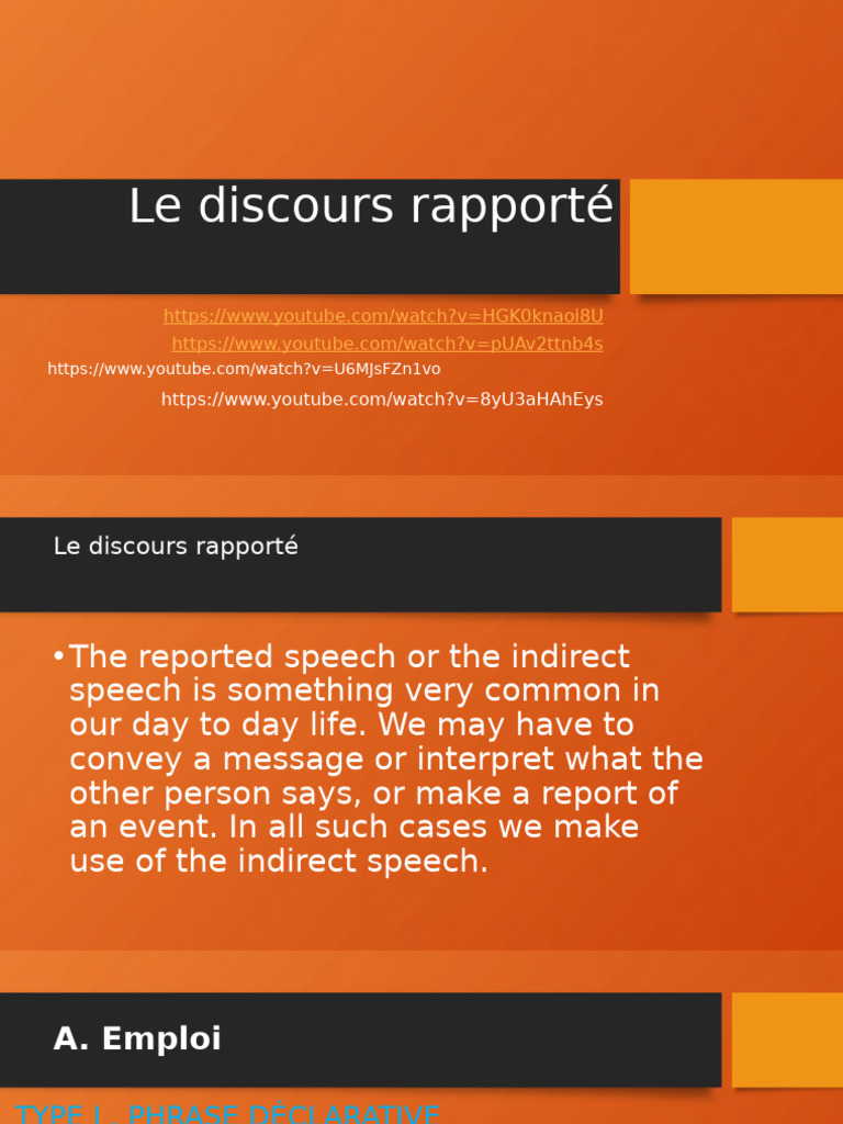 Guide sur le discours rapporté en français | PDF | Phrase | Verbe
