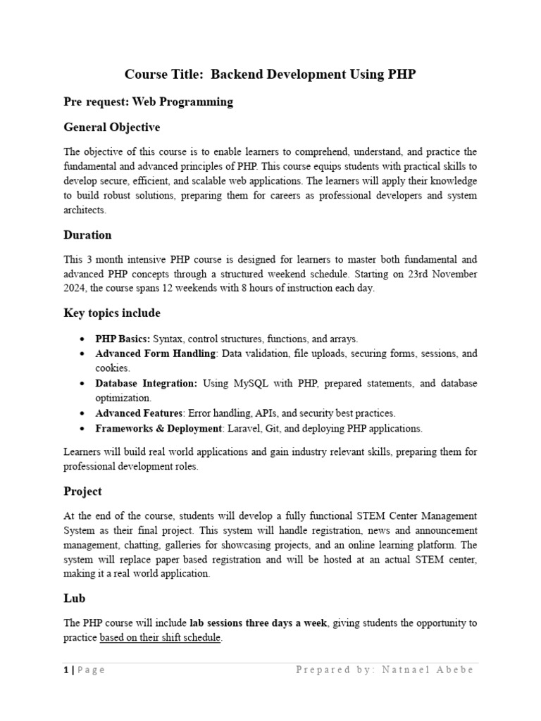 PHP Outline and Program | PDF | Php | Software Engineering