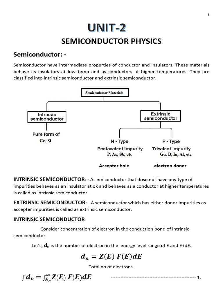 Semiconductor Physics: Types & Properties | PDF | Semiconductors ...