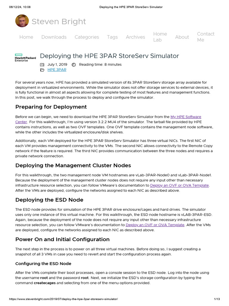 HPE 3PAR StoreServ Simulator Setup Guide | PDF | Virtual Machine ...