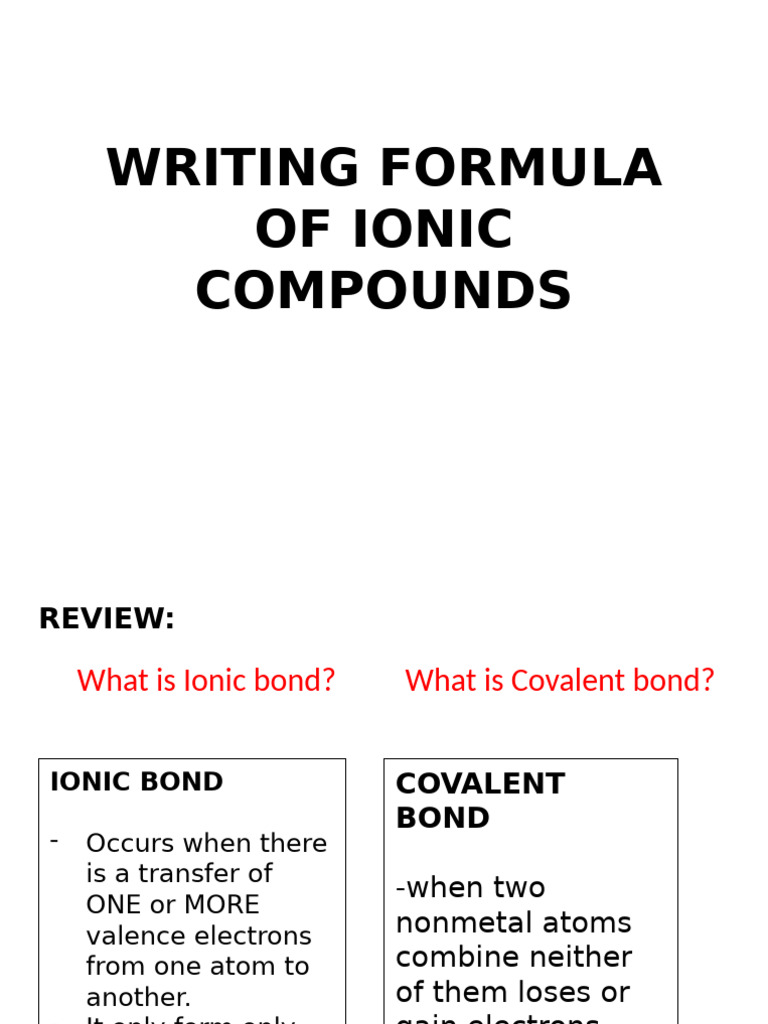 Lesson6 Writing a Formula of Ionic Bond | PDF