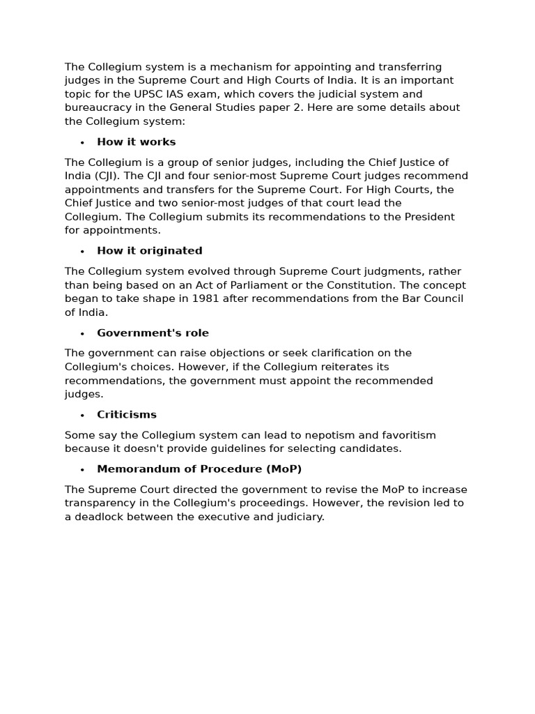 Collegium System | PDF