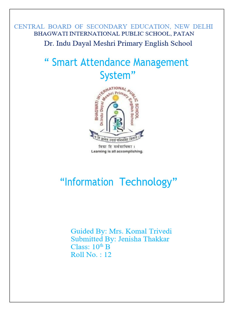 Smart Attendance Management System Jenish. | PDF | Internet Of Things ...