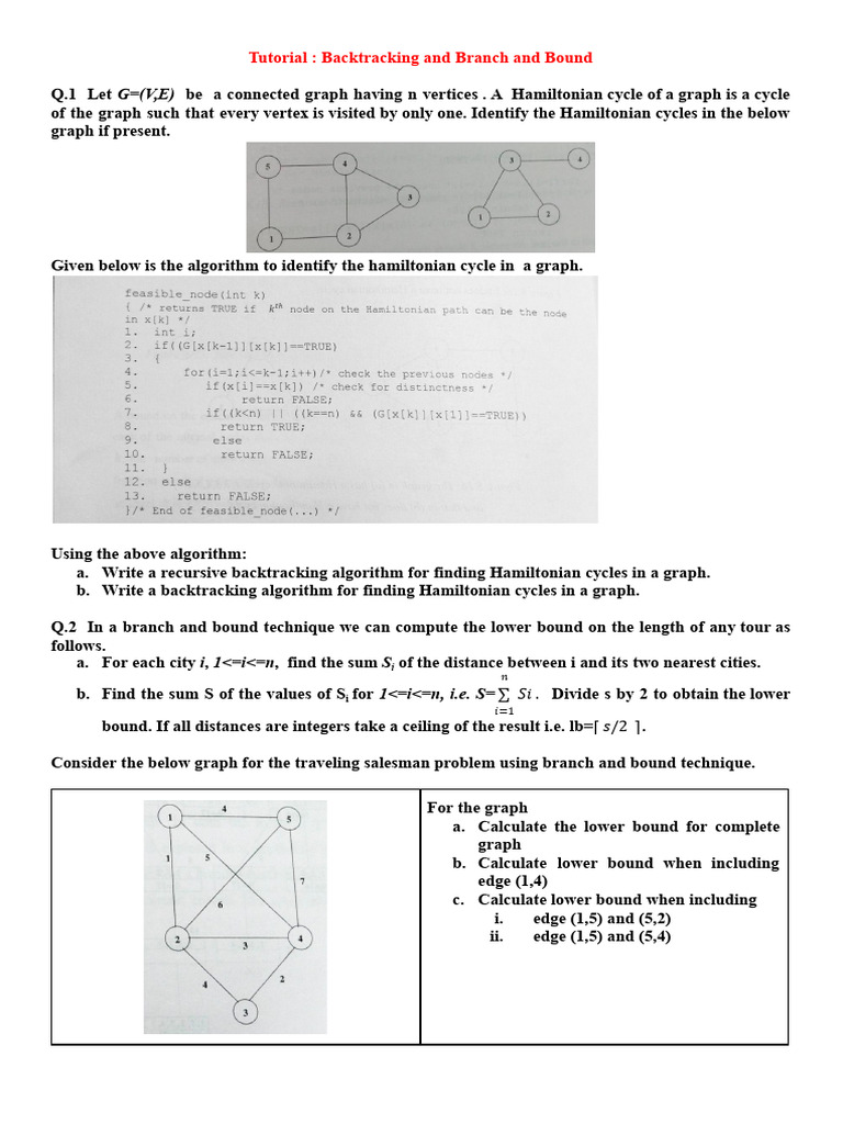 Tutorial - Backtracking and Branch and Bound | PDF