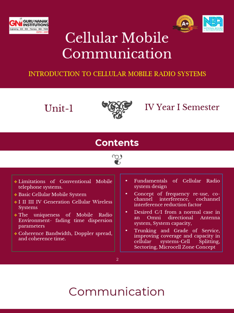 SF9-CMC UNIT-1(PPT) | PDF | Cellular Network | Mobile Phones