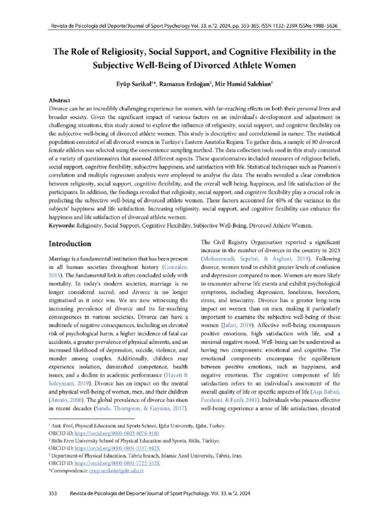 Religiosity, Social Support, Cogflex, and SWB | PDF