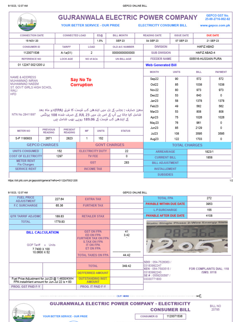 Gepco Bill Pdf Taxes Fee