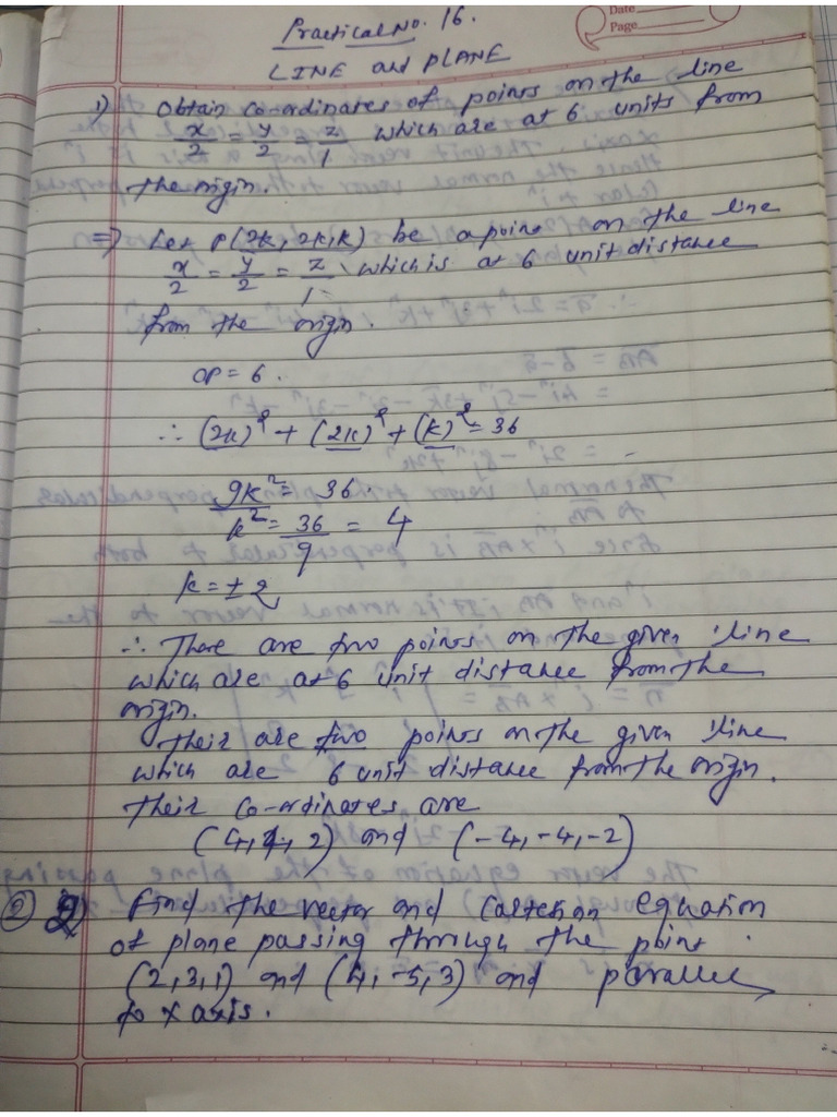 Maths Practical No 16 - Line and Plane | PDF