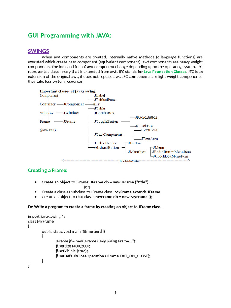 Swings and Layout Managers | PDF | Object Oriented Programming | Graphical User Interfaces