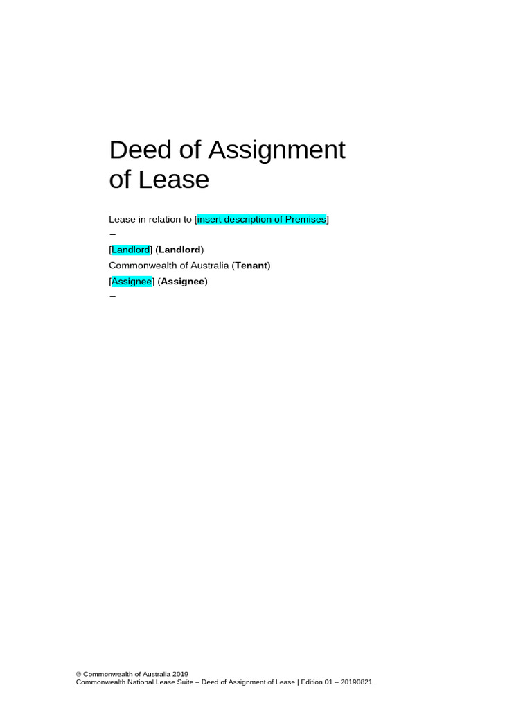 Deed of Assignment Template | PDF | Assignment (Law) | Lease