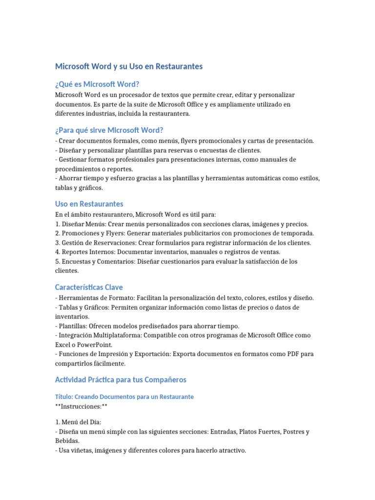 Microsoft_Word_En_Restaurantes | PDF