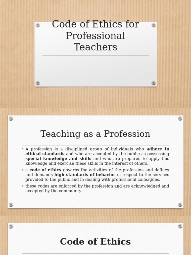 Code of Ethics for Professional Teachers | PDF | Teachers | Profession