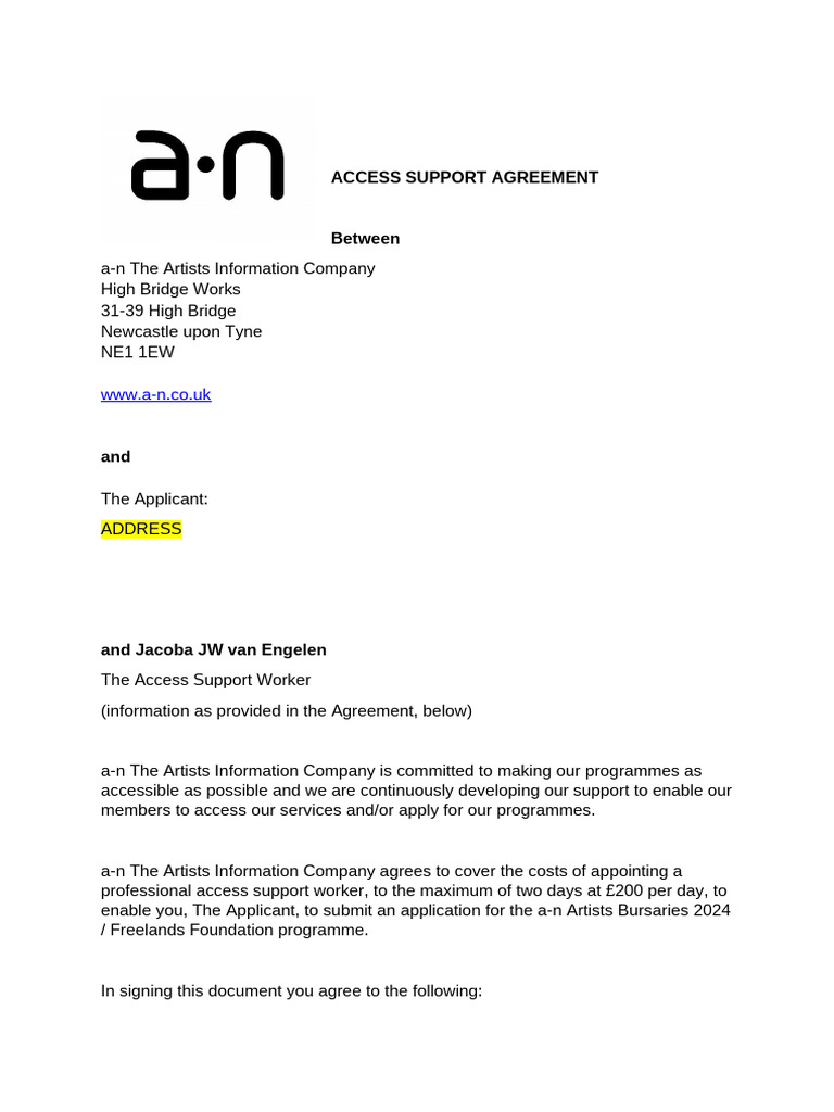 Access Support Agreement for Bursaries | PDF | Invoice | Payments
