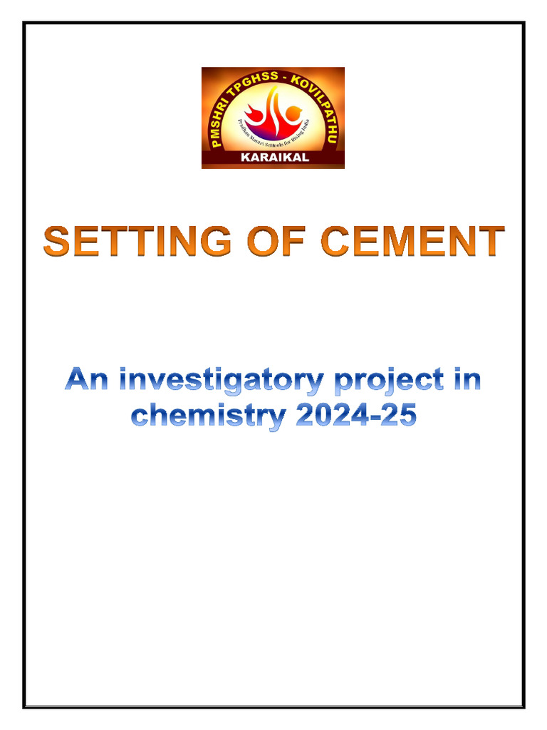 Project 9.setting of Cement TPGHSS KKL | PDF | Cement | Concrete