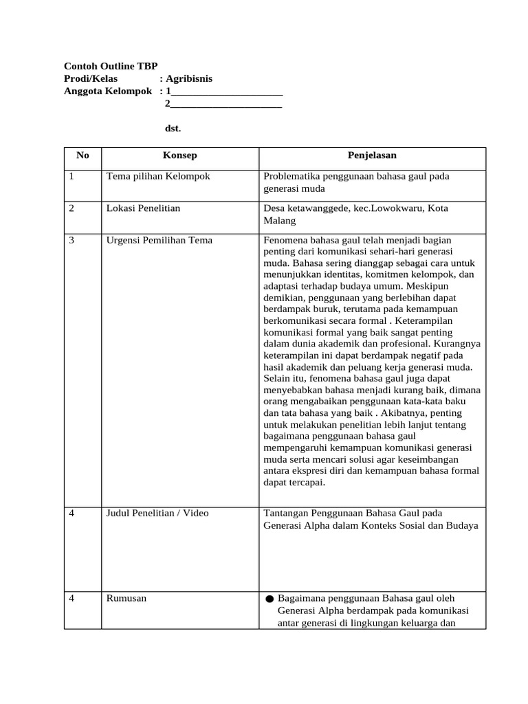 Contoh Outline TBP (3)-1 | PDF