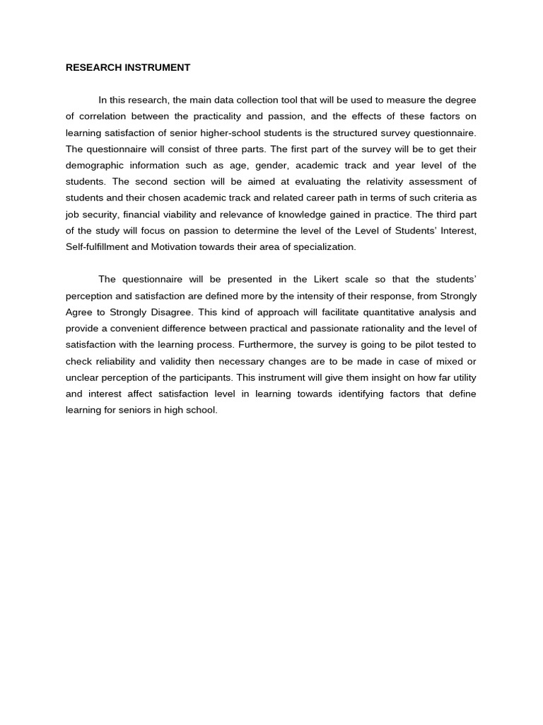 Research Instrument | PDF