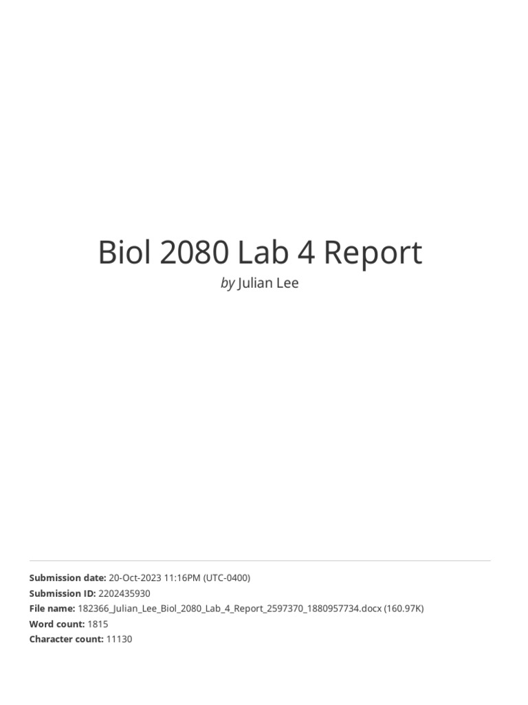 Biol 2080 Lab 4 Report-Unlocked | PDF | Predation | Ecology