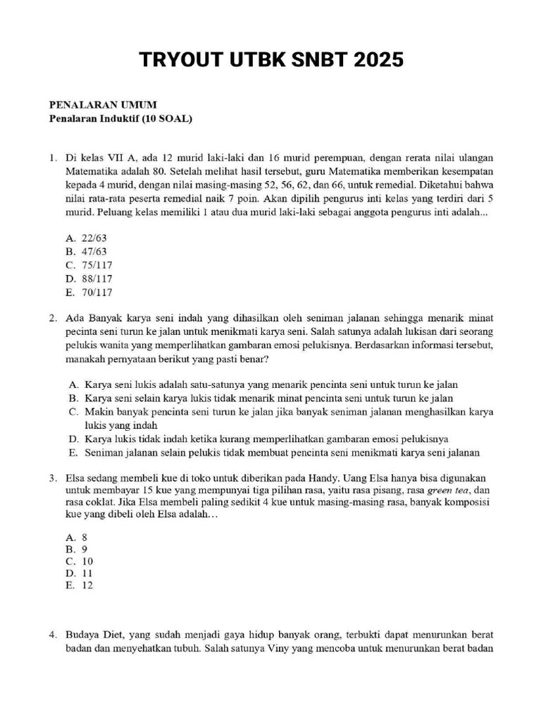 Soal To Utbk 2025 Des | PDF