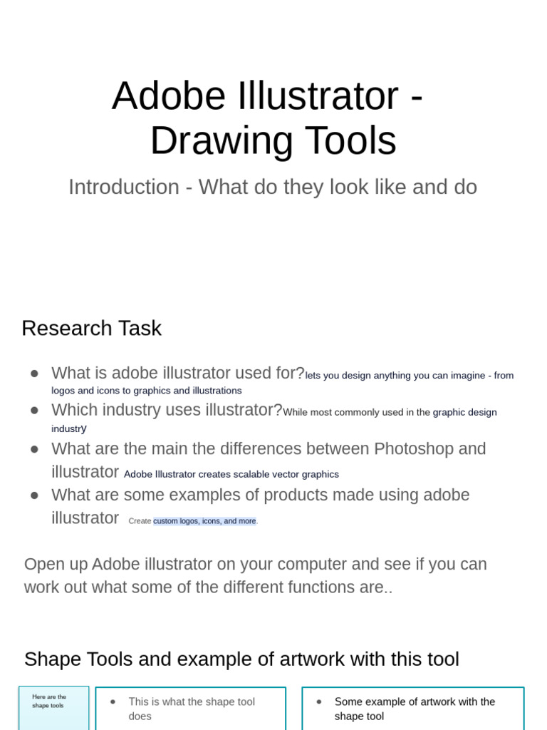 Adobe Illustrator Drawing Tools Guide | PDF