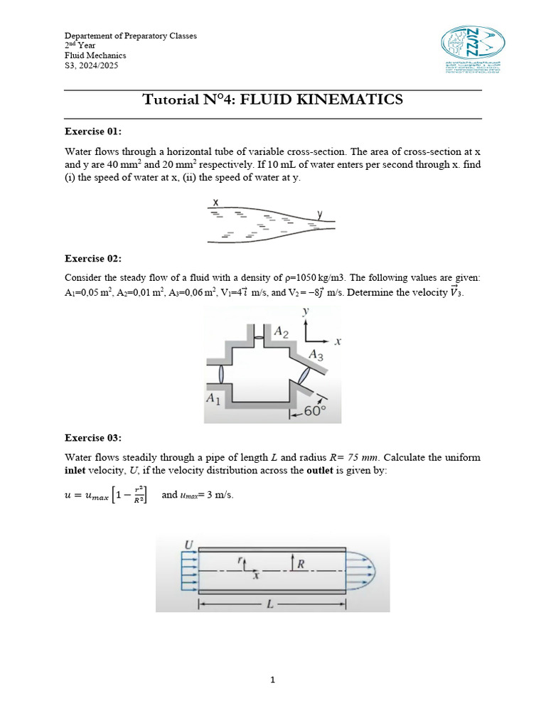 FM - Tut N°3 - Fluid Kinematics | PDF