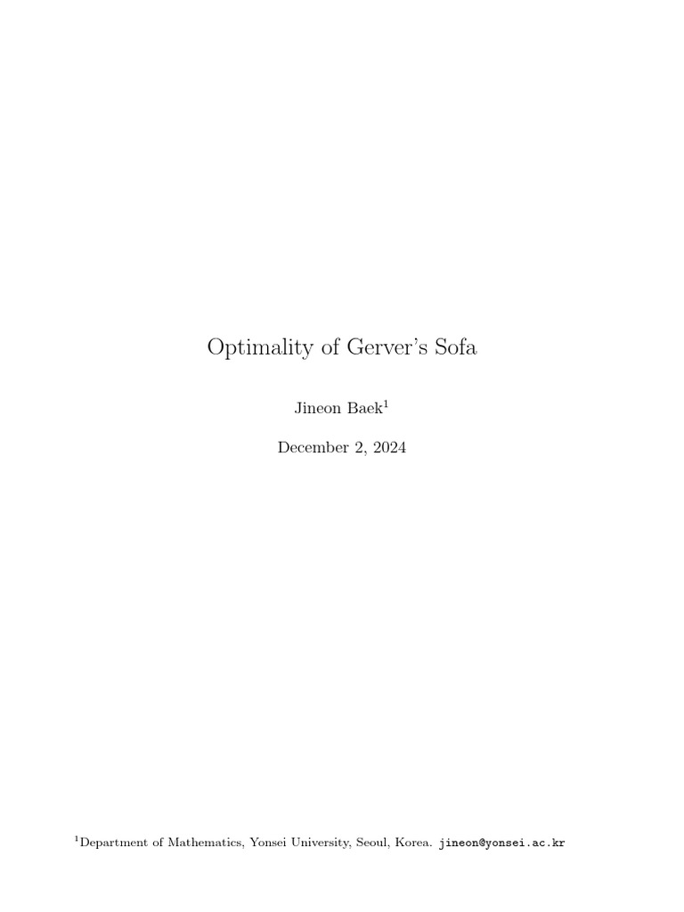 Optimality of Gerver's Sofa | PDF | Mathematical Optimization | Area