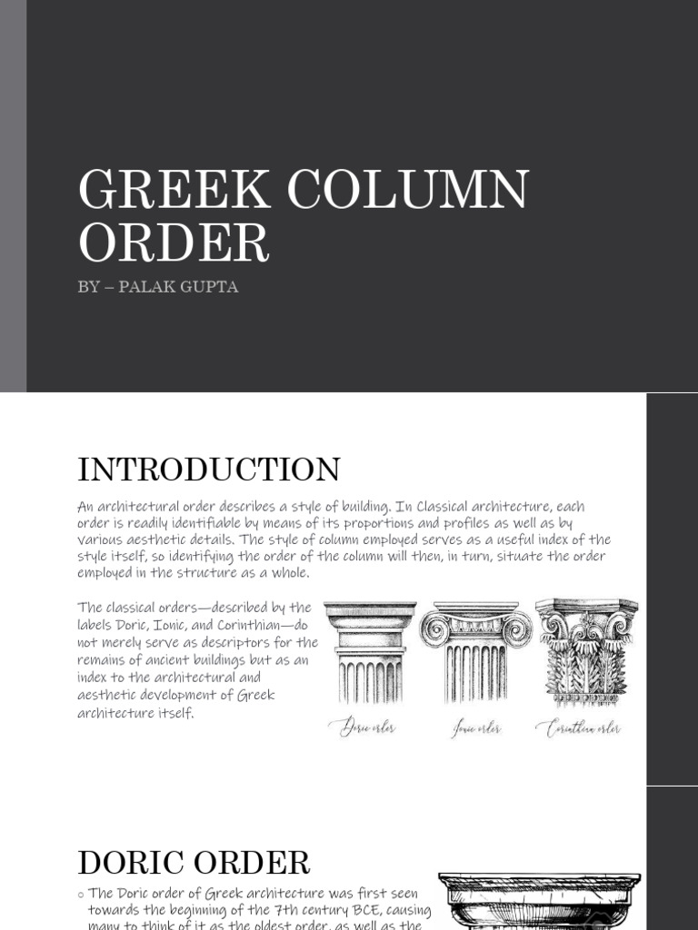 GREEK COLUMN ORDER | PDF | Column | Classicism