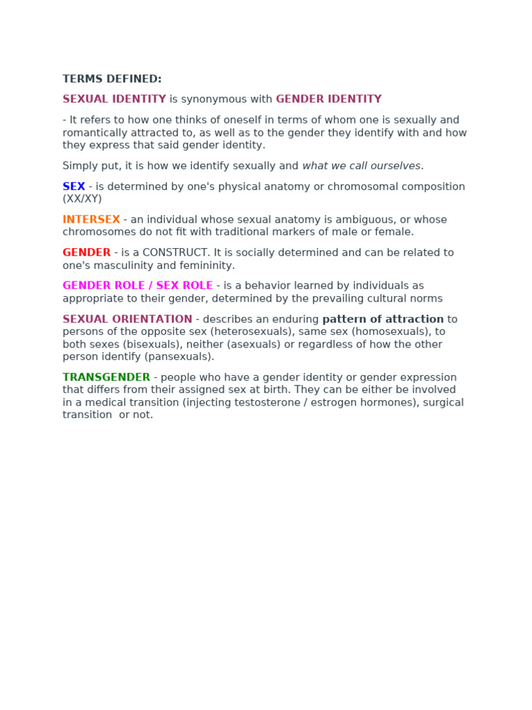 Understanding Sexual Identity and Gender | PDF