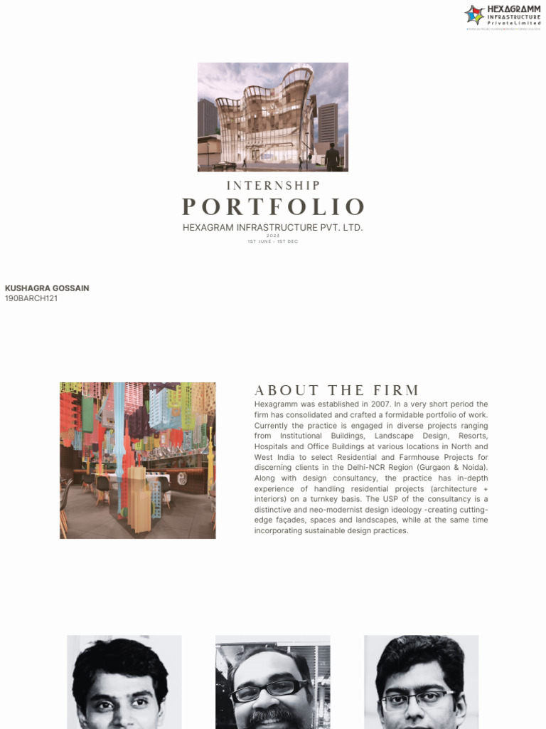 Kushagra Gossain _ Internship Portfolio | PDF | Tile | Architectural Design