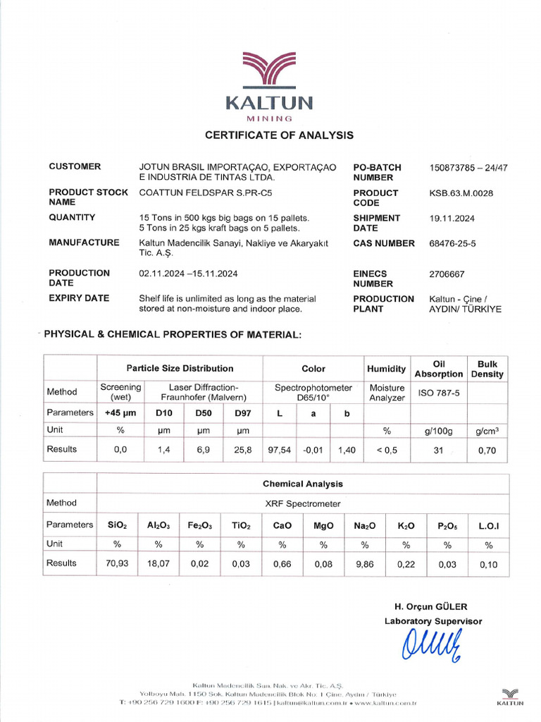 Kaltun Madencilik Sanayi | PDF
